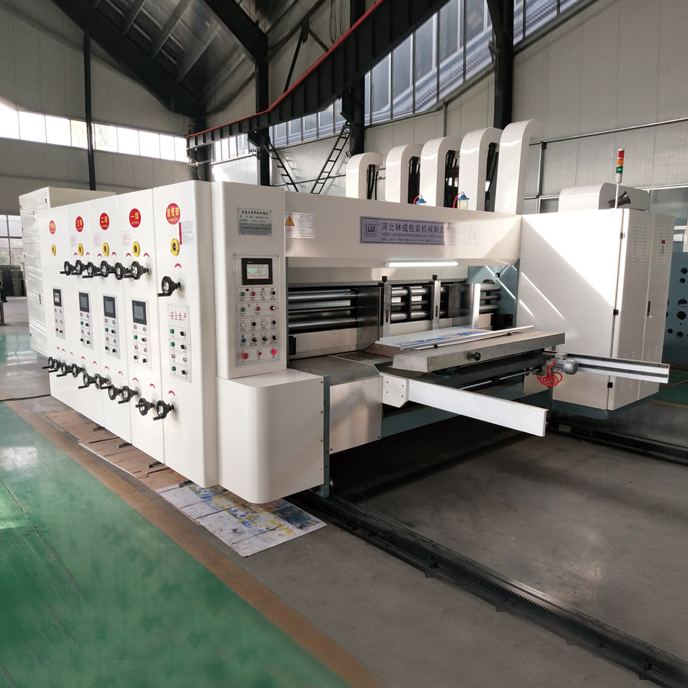 corrugated carton box lead adge feeding die cutter slotter printing machine